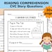 Reading Comprehension Worksheets, CVC Sentences for Kindergarten and ...