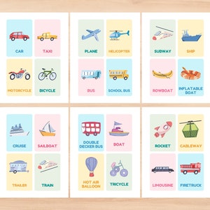 24 Vehicles Flashcards, Printable Montessori Flash Cards,pre-school ...