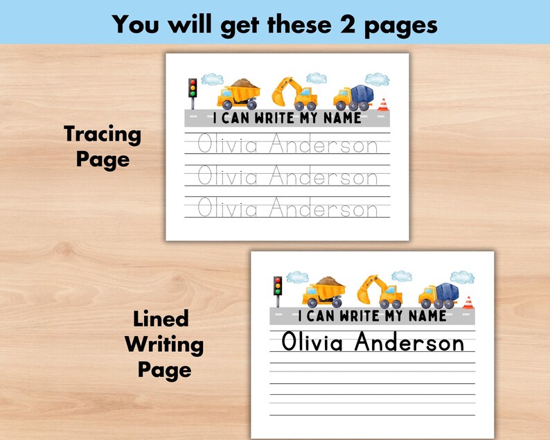Construction Custom Name Tracing Sheet Personalized Name Trace ...