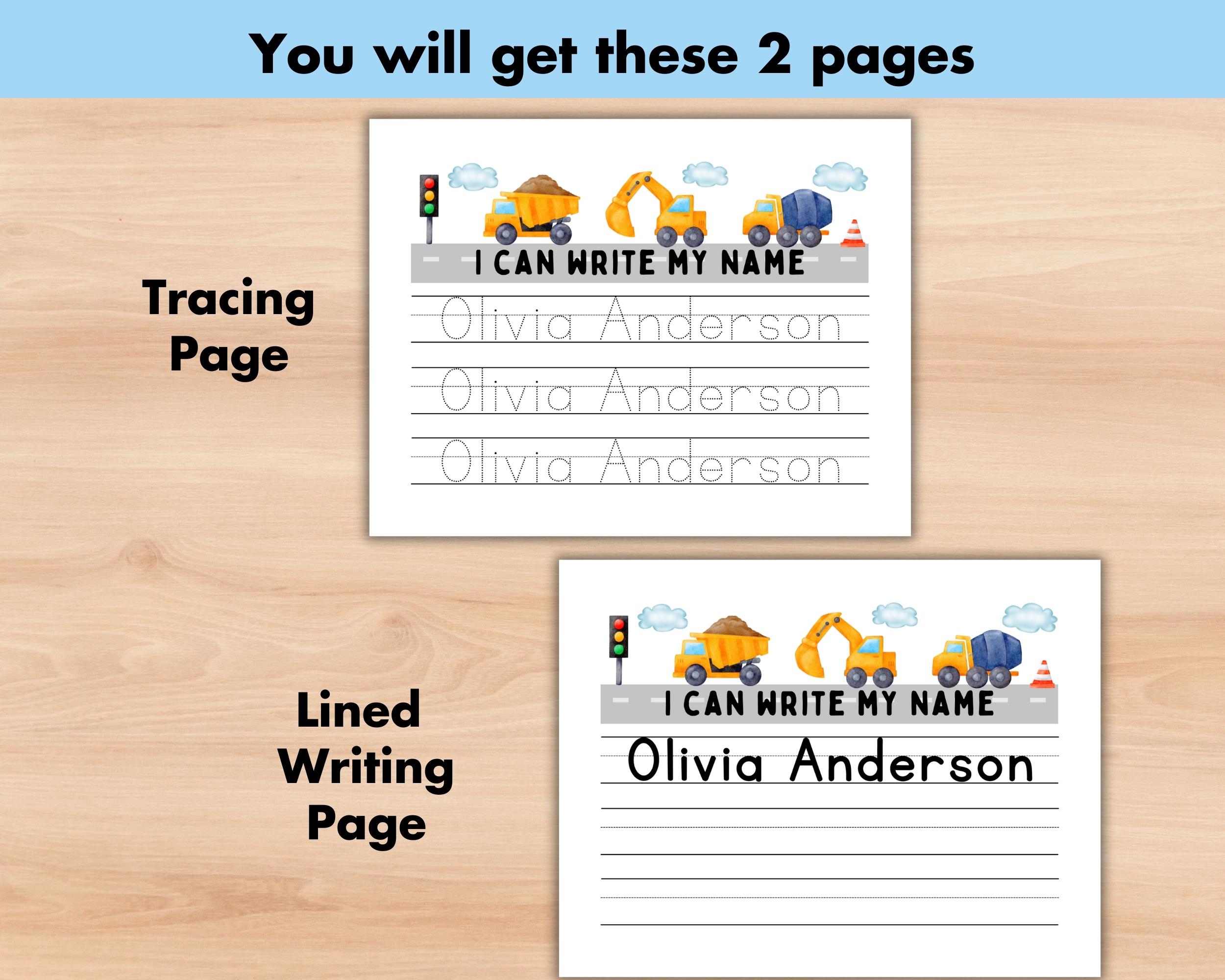 Construction Custom Name Tracing Sheet Personalized Name Trace ...