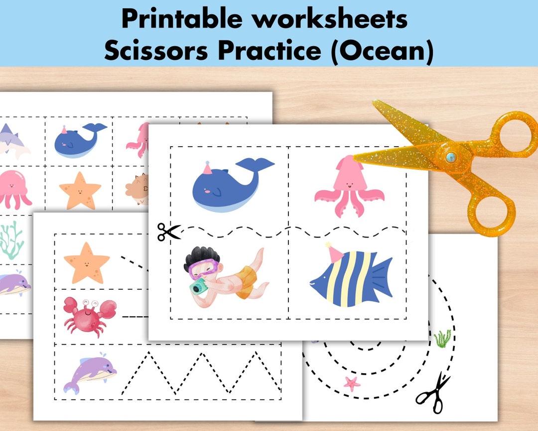 Under the Sea Scissors Cutting Practice Sheets Printable - Etsy