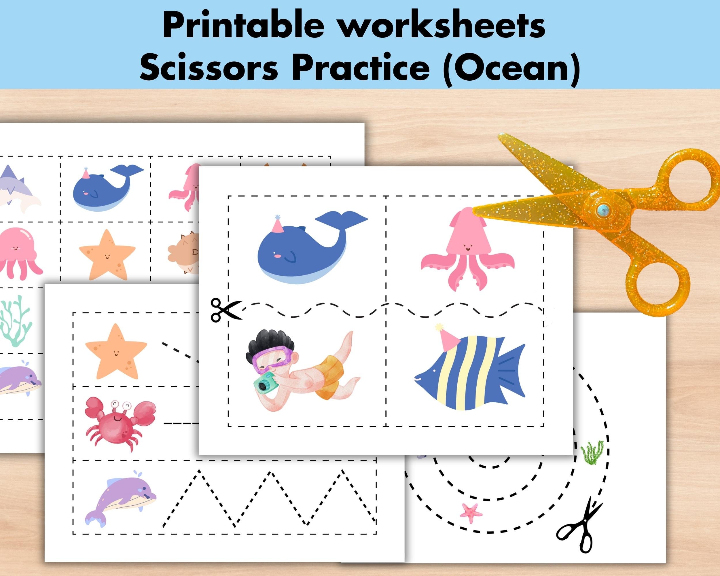 Under the Sea Scissors Cutting Practice Sheets Printable - Etsy