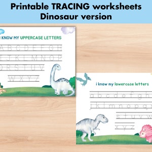 Dinosaur Alphabet Tracing Sheets Handwriting Practice, Preschool ...