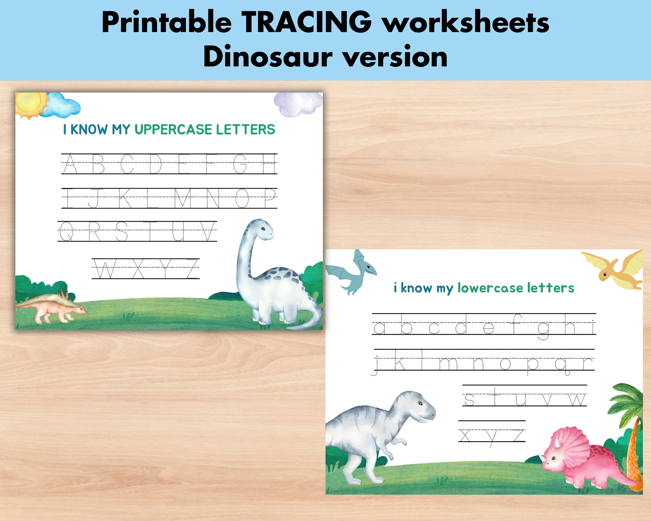 Dinosaur Alphabet Tracing Sheets Handwriting Practice, Preschool ...