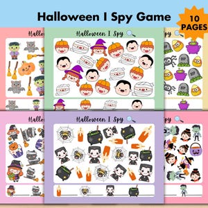 Halloween I Spy Game Bundle, Kids Printable Activity Set, Look and Find ...