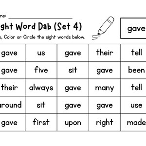 Sight Word Dab It Worksheet, Sight Word Activity, Printable Worksheets ...