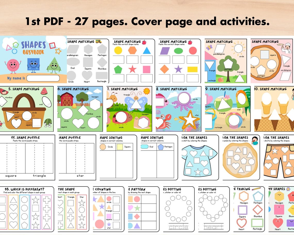 Toddler Learning Binder, Shapes Matching Busybook, Shape Sorting Game ...