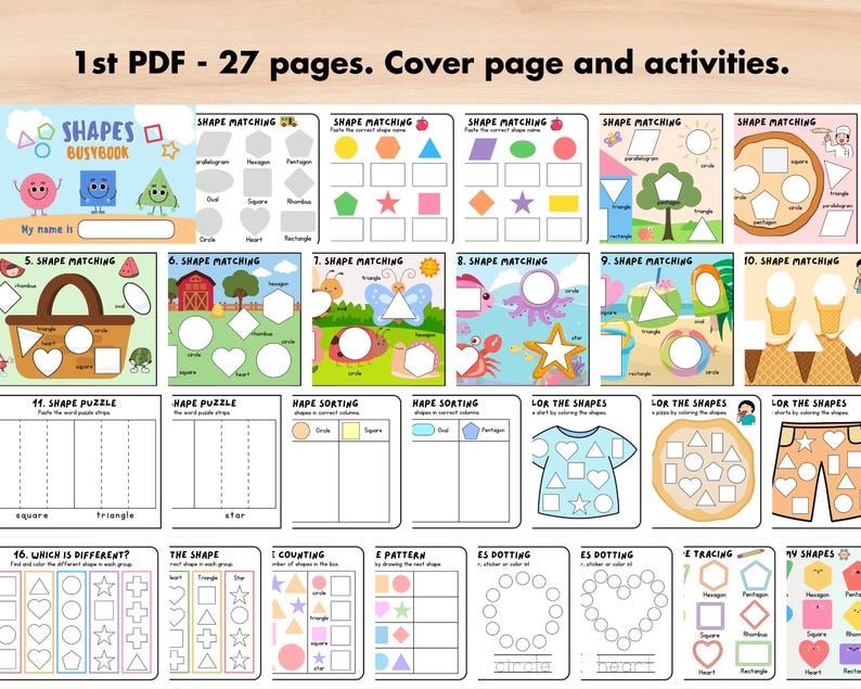Toddler Learning Binder,shapes Matching Busybook, Shape Sorting Game ...