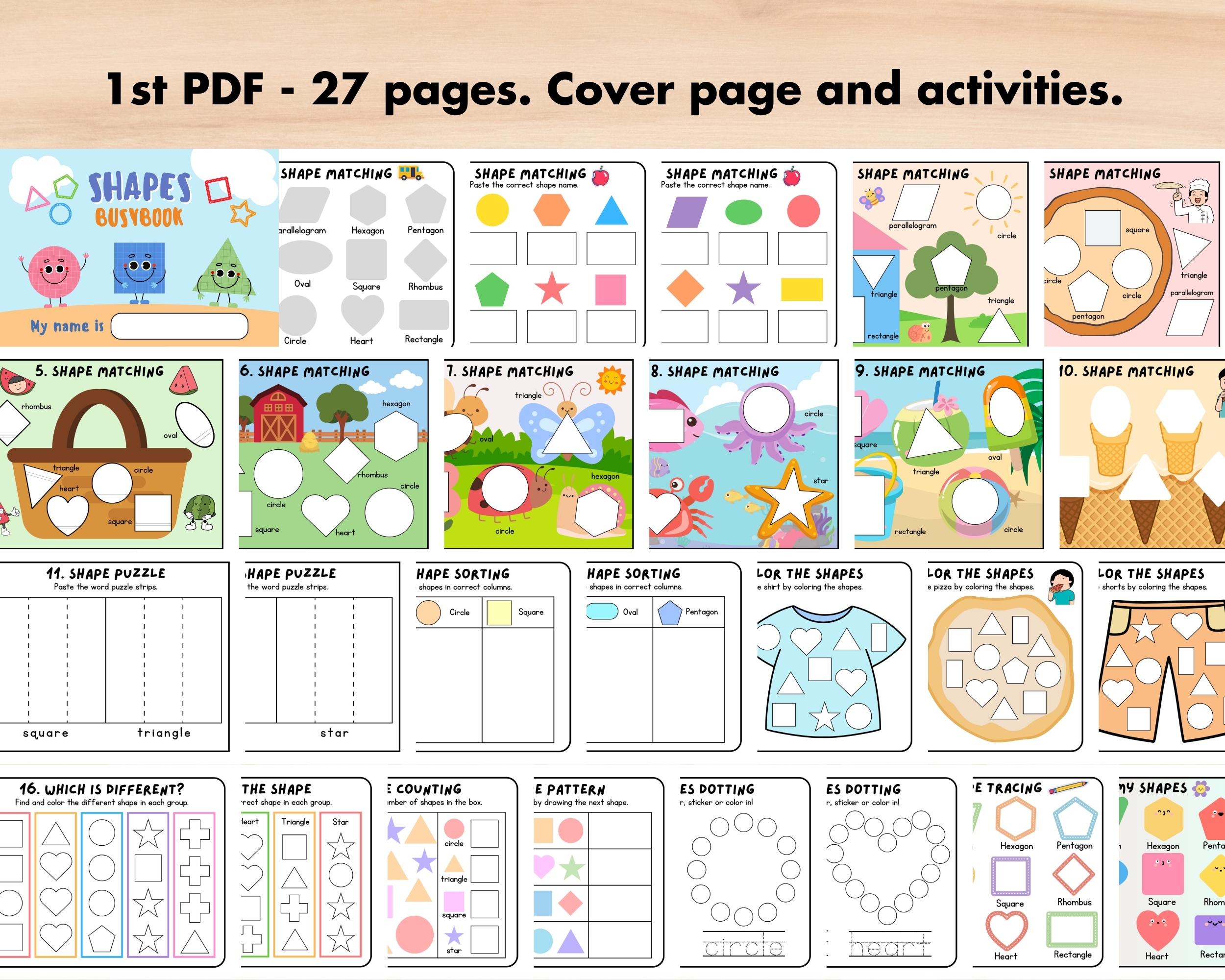 Toddler Learning Binder, Shapes Matching Busybook, Shape Sorting Game ...