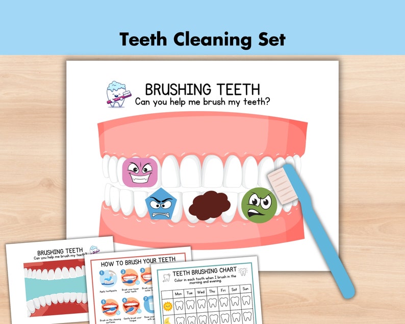Brush Teeth Brushing Activity, Kids Dental Health Care, Printable ...