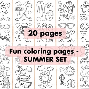 Summer Coloring Jumbo Pages for Kids, Printable Toddlers Kawaii ...