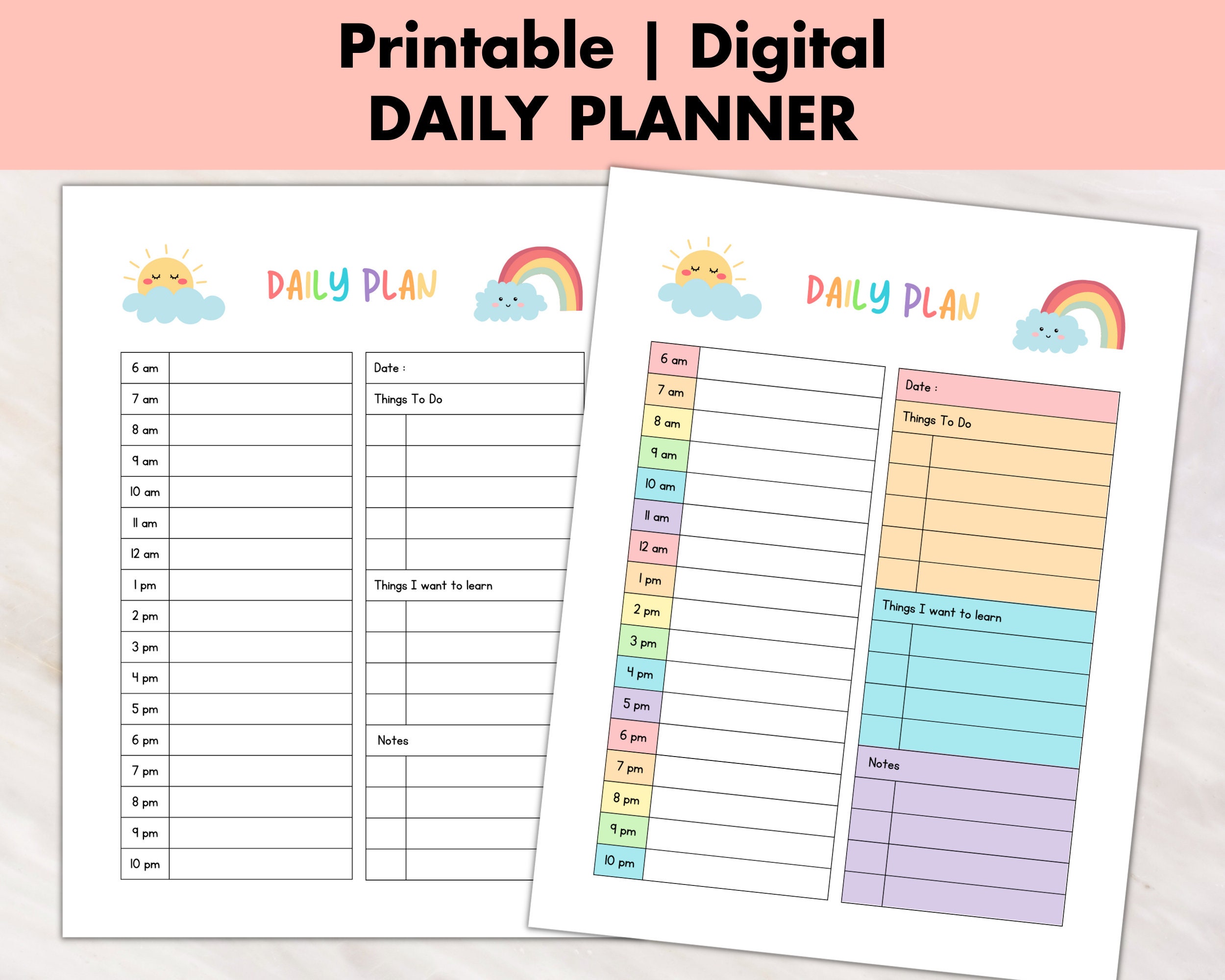 Magical Rainbow Kids Calendar Printable, Homeschool Toddler Schedule ...