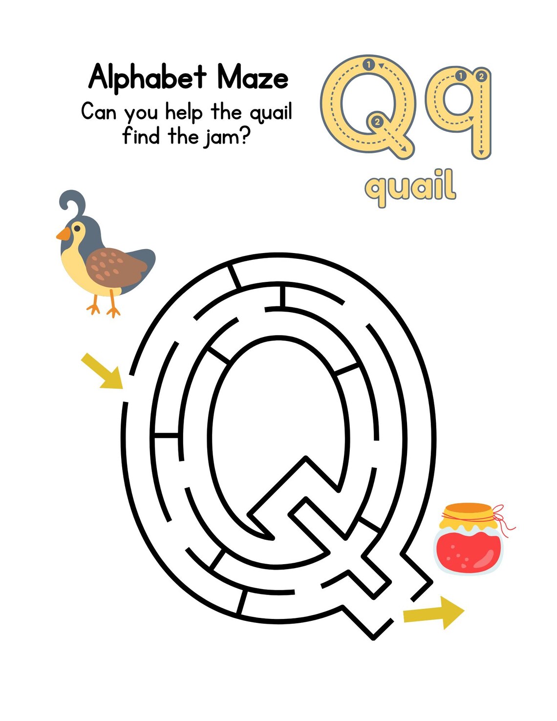 Printable Alphabet Maze Worksheets for Kids, Letter Maze Puzzle Game ...