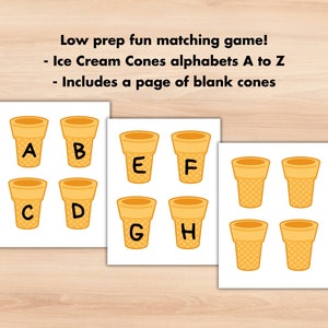 Matching ABC Ice Cream Game, Match the Alphabets, Printable ...