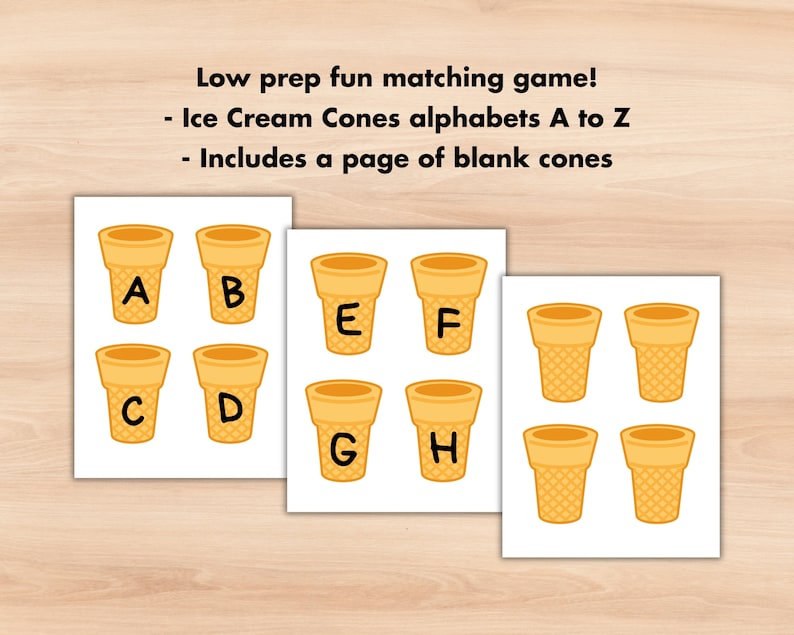 Matching ABC Ice Cream Game, Match the Alphabets, Printable ...