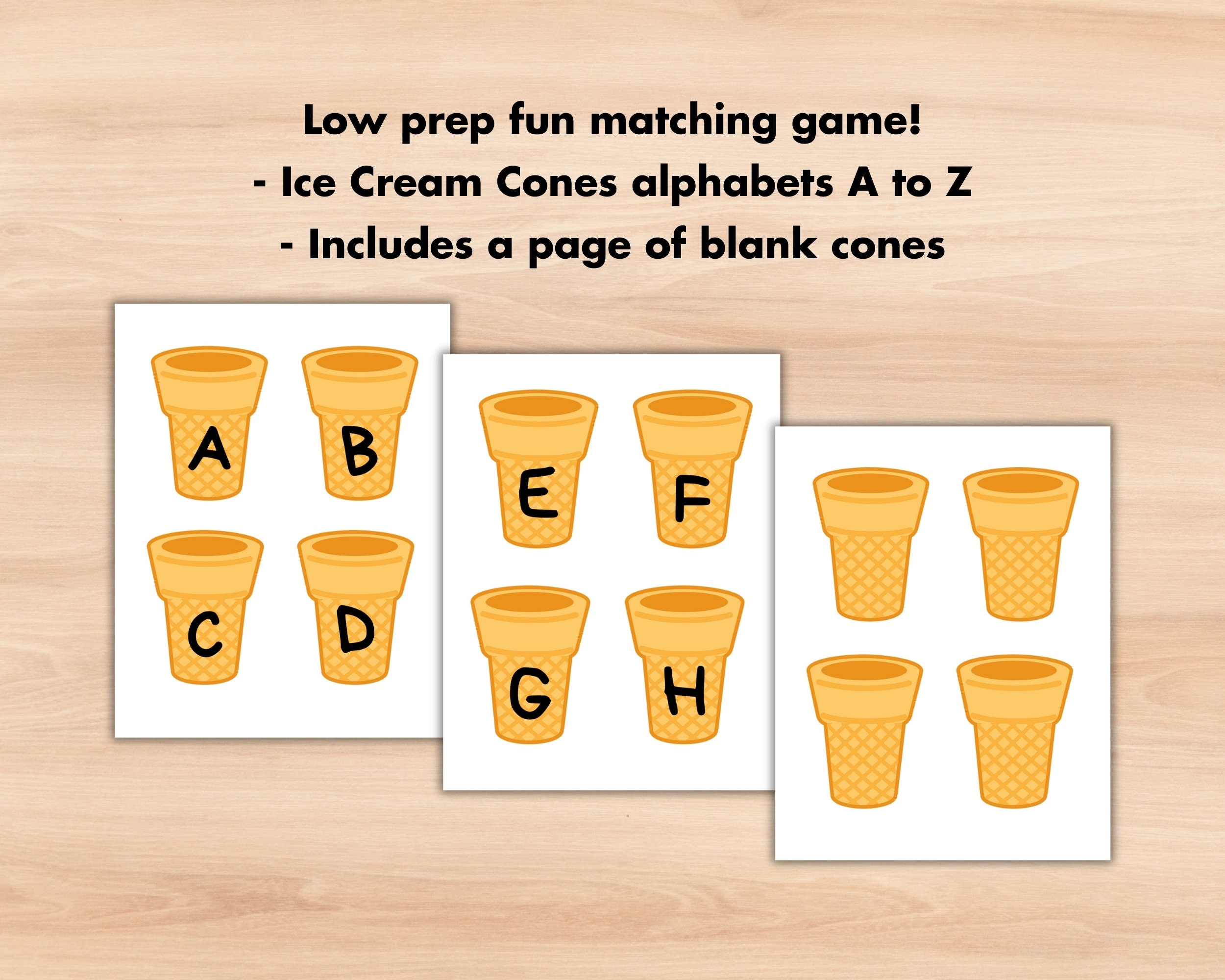 Matching ABC Ice Cream Game, Match the Alphabets, Printable ...