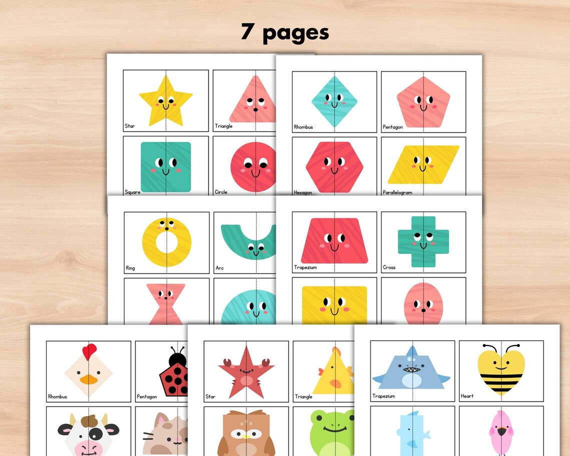 Shape Matching Game for Kids, Preschool Math Shape Symmetry Puzzle ...