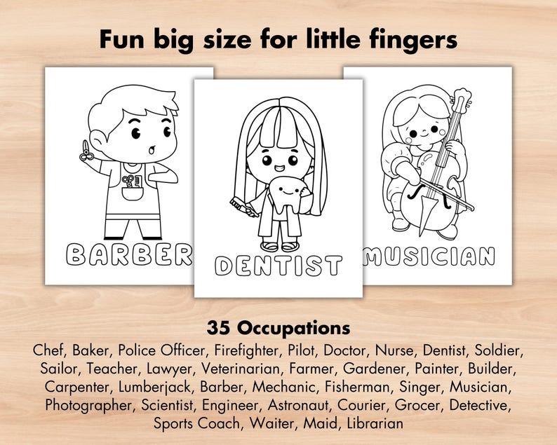 35 Community Helpers Coloring Page, Job Career Day Coloring Book ...