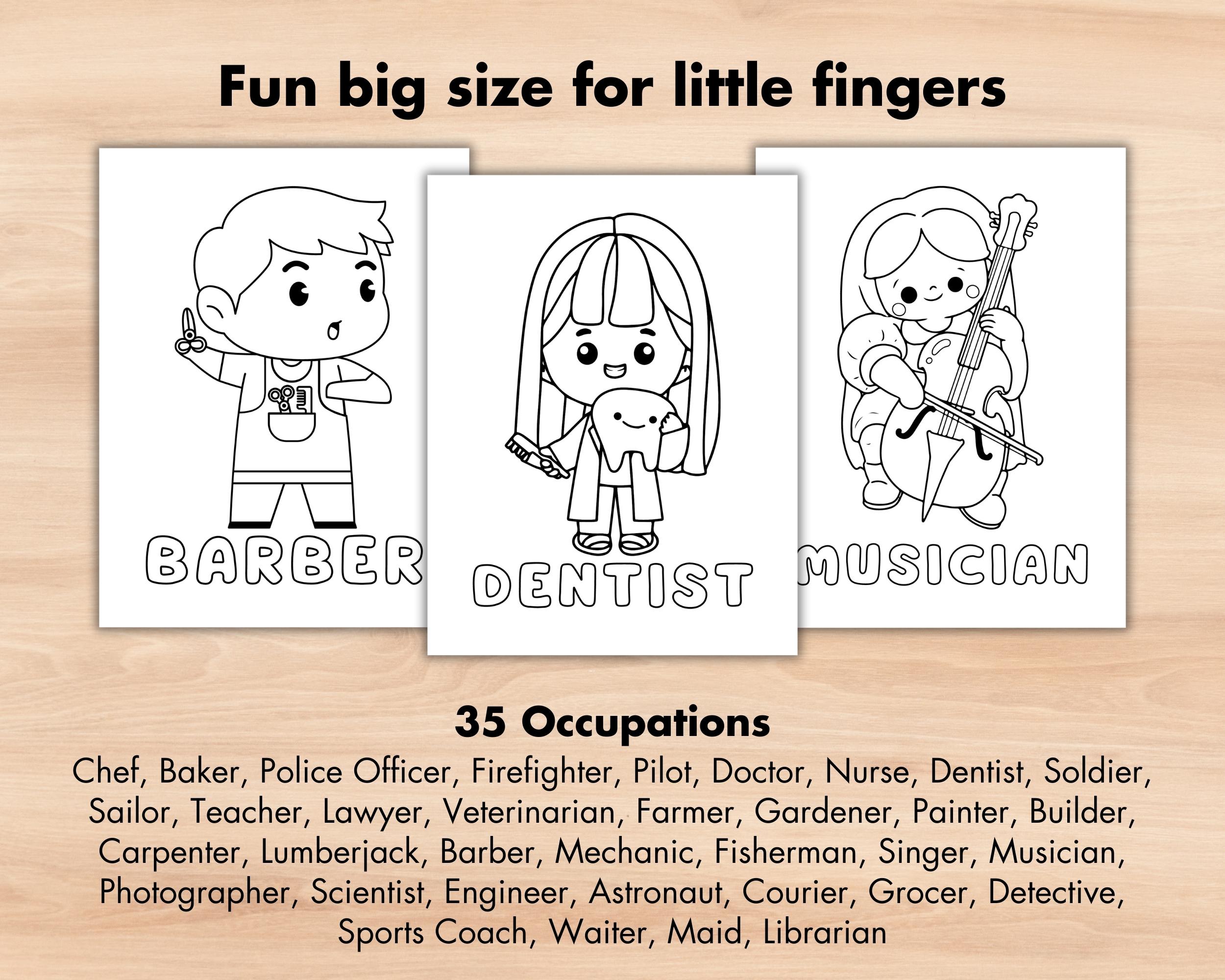 35 Community Helpers Coloring Page, Job Career Day Coloring Book ...