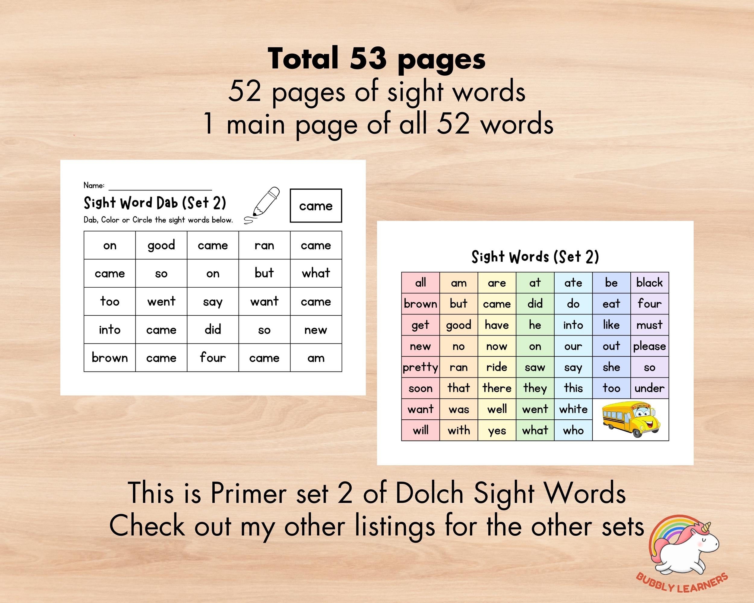 Sight Word Dab It Worksheet, Sight Word Activity, Kindergarten ...