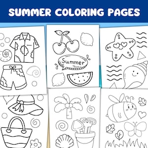 Summer Coloring Jumbo Pages for Kids, Printable Toddlers Kawaii ...