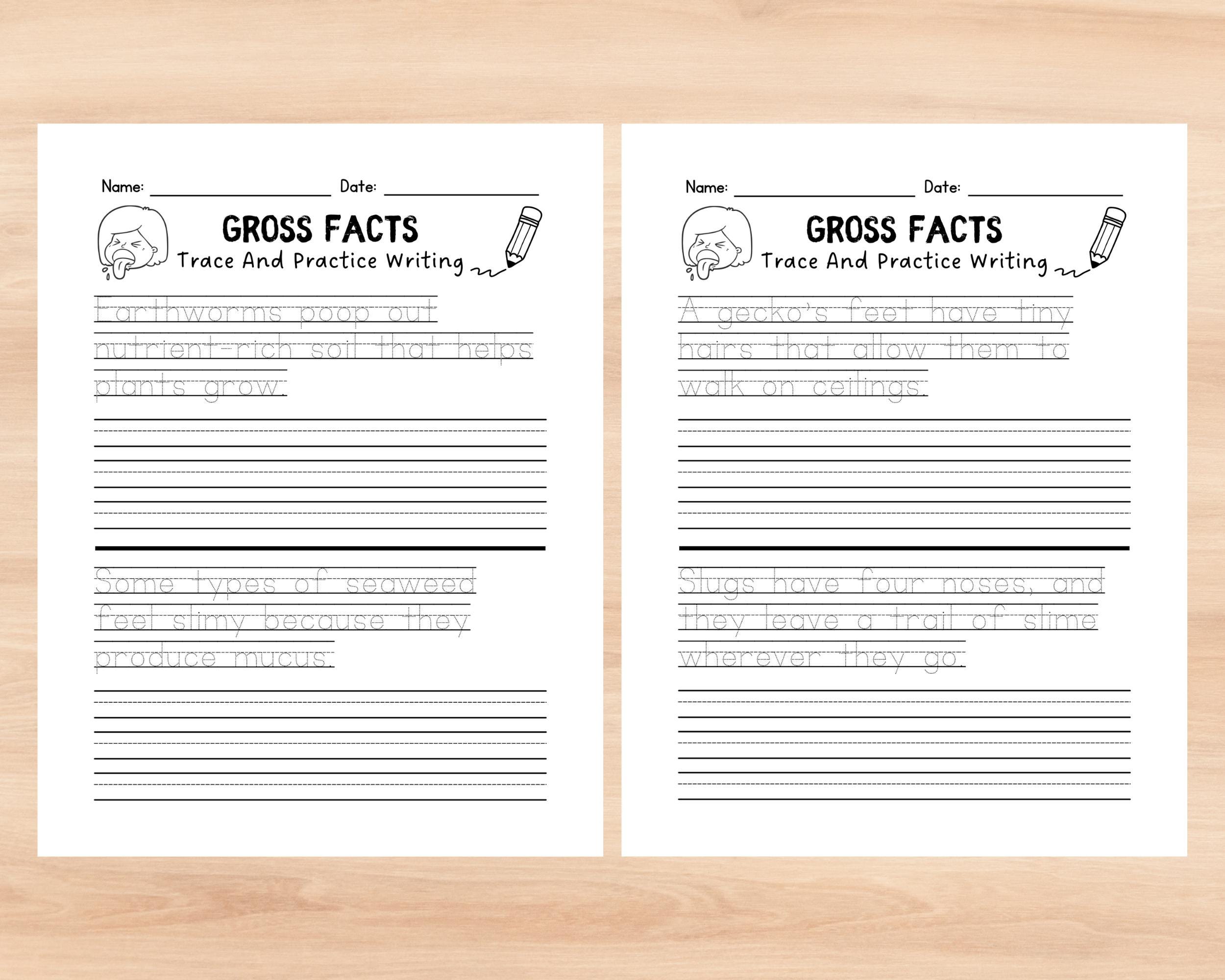 42 Gross Facts Write the Sentence Worksheet, Printable Sentences ...
