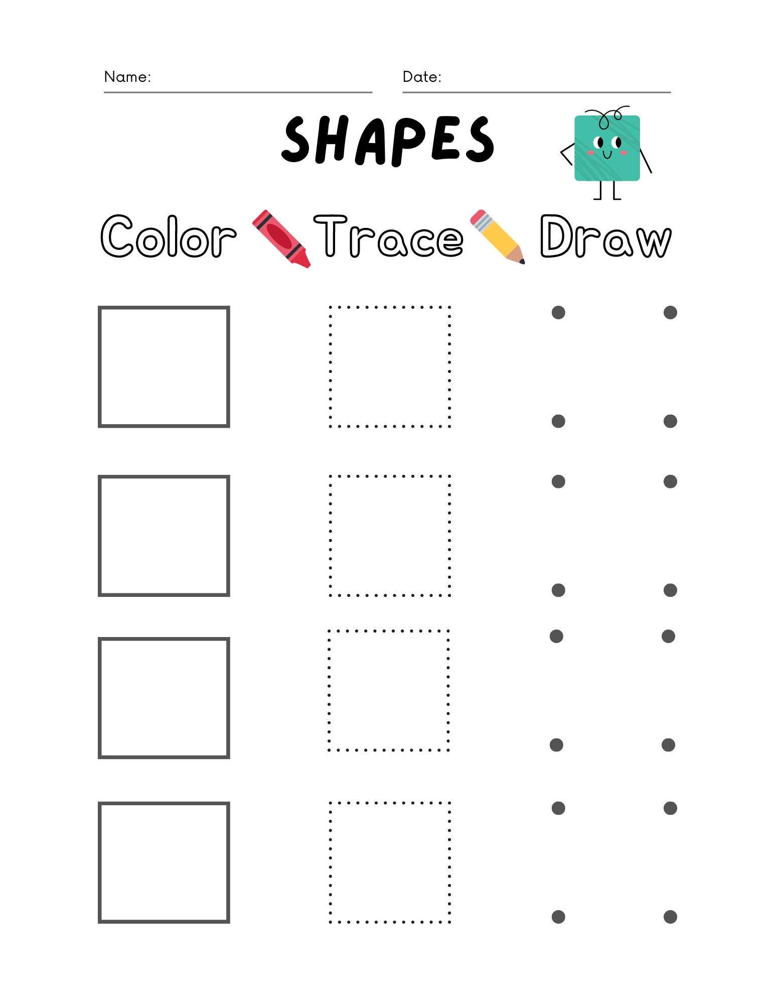 Printable Draw the Shape, Learn Shapes, Shape Tracing, Shape Drawing ...