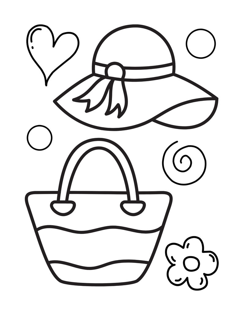 Summer Coloring Jumbo Pages for Kids, Printable Toddlers Kawaii ...