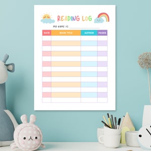 Printable Kids Reading Log Rainbow, Kids Book Tracker Bookmarks ...