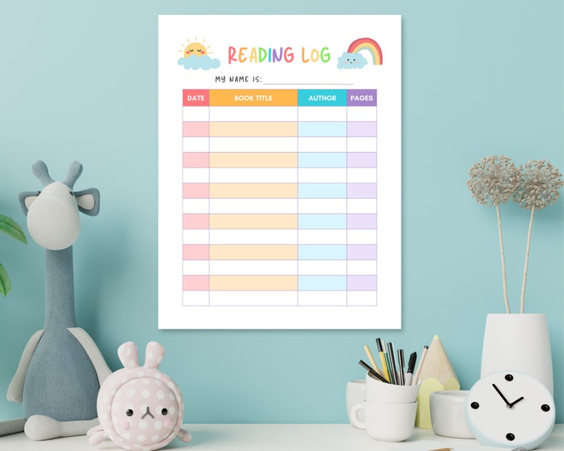 Printable Kids Reading Log Rainbow, Kids Book Tracker Bookmarks ...