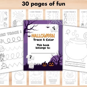 Halloween Tracing and Coloring Page, Halloween Line Trace Worksheet ...