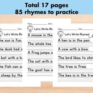 Rhyme Sentence Writing Worksheet, Write the Sentence, Printable ...