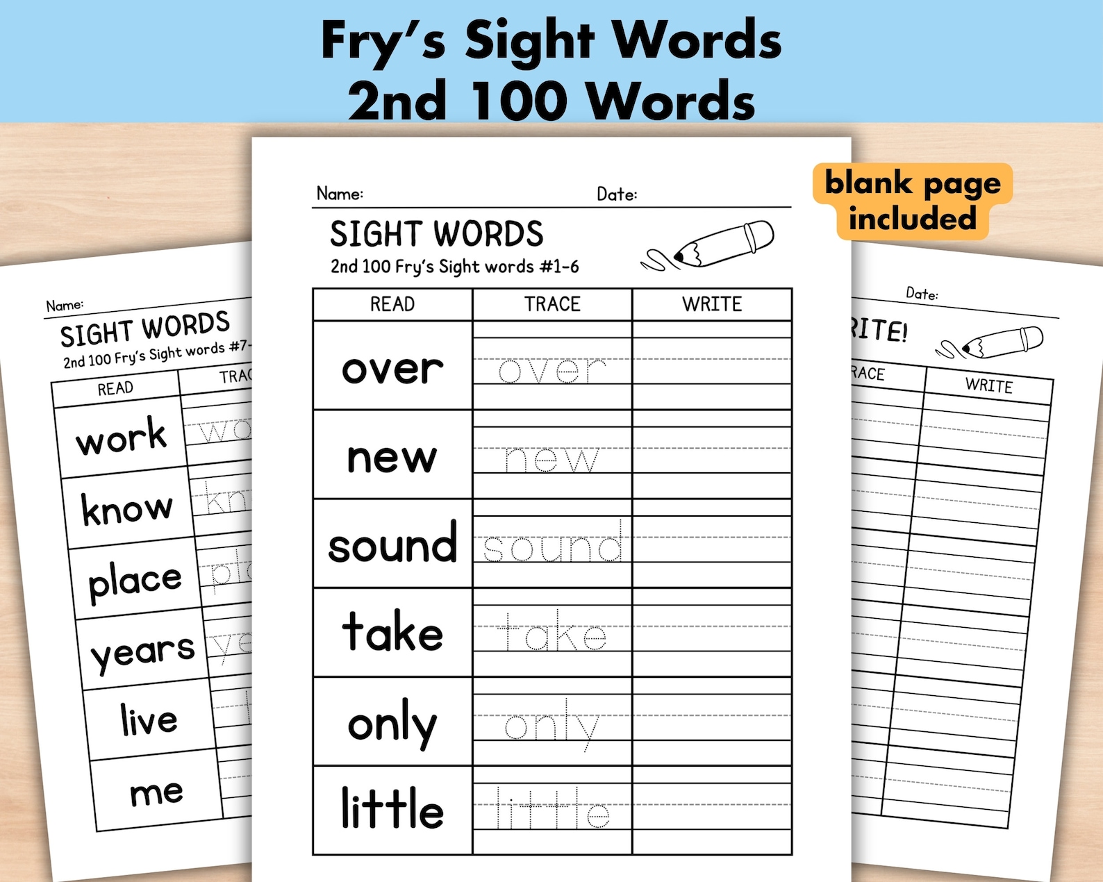 100 Printable Sight Words, 2nd 100 Fry Sight Words, Kindergarten Sight ...
