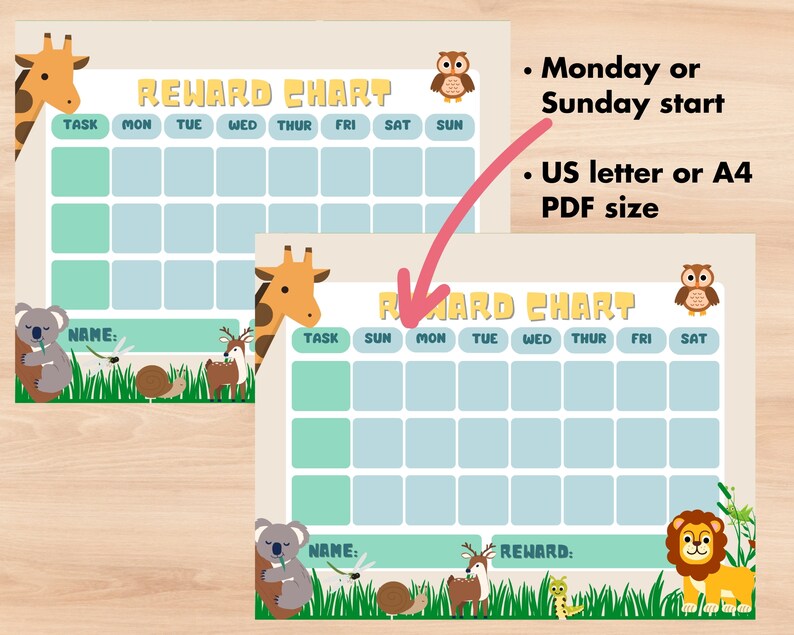 Animal Reward Chart Toddler, Zoo Potty Training, Printable Sticker ...