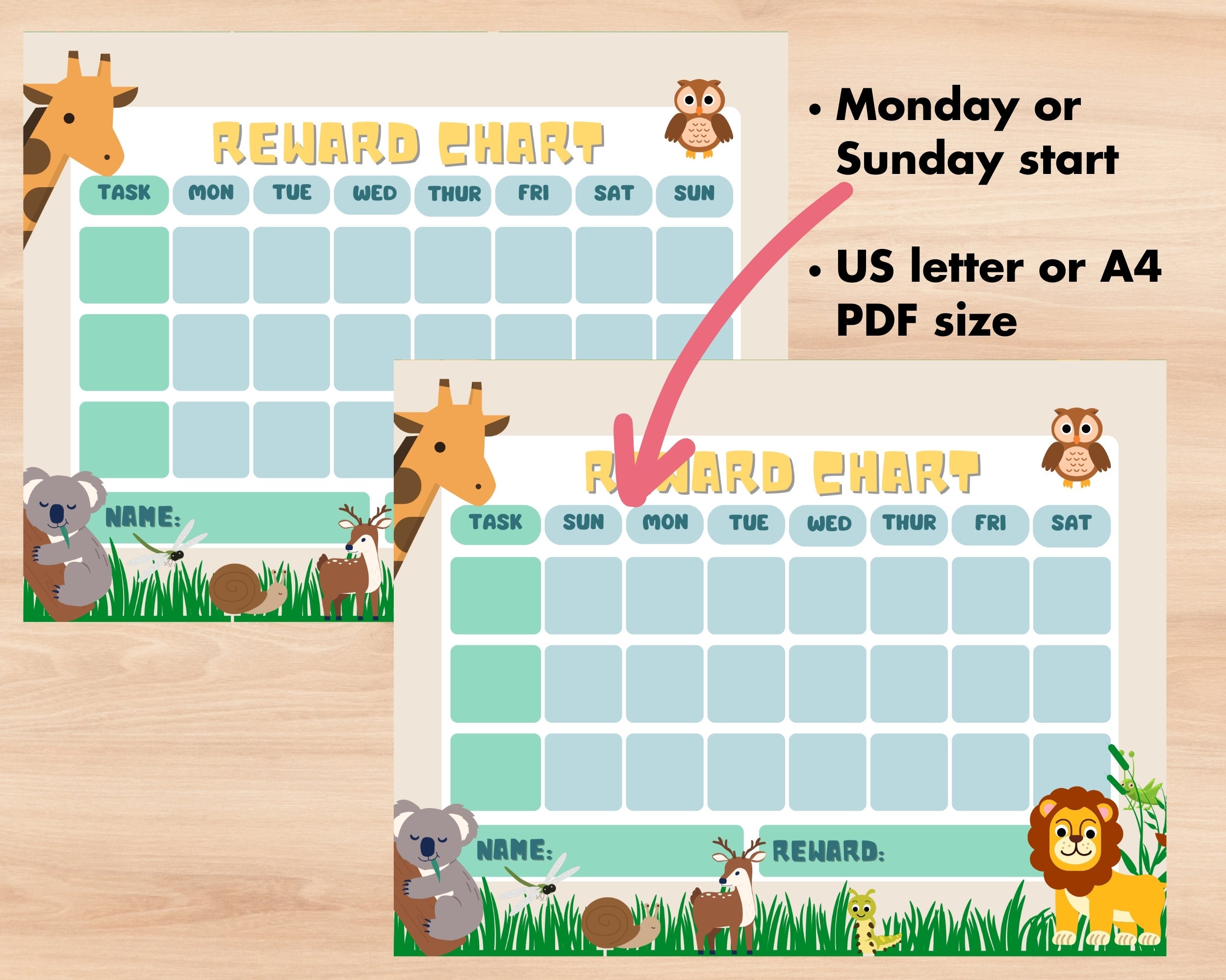 Animal Reward Chart Toddler, Zoo Potty Training, Printable Sticker ...