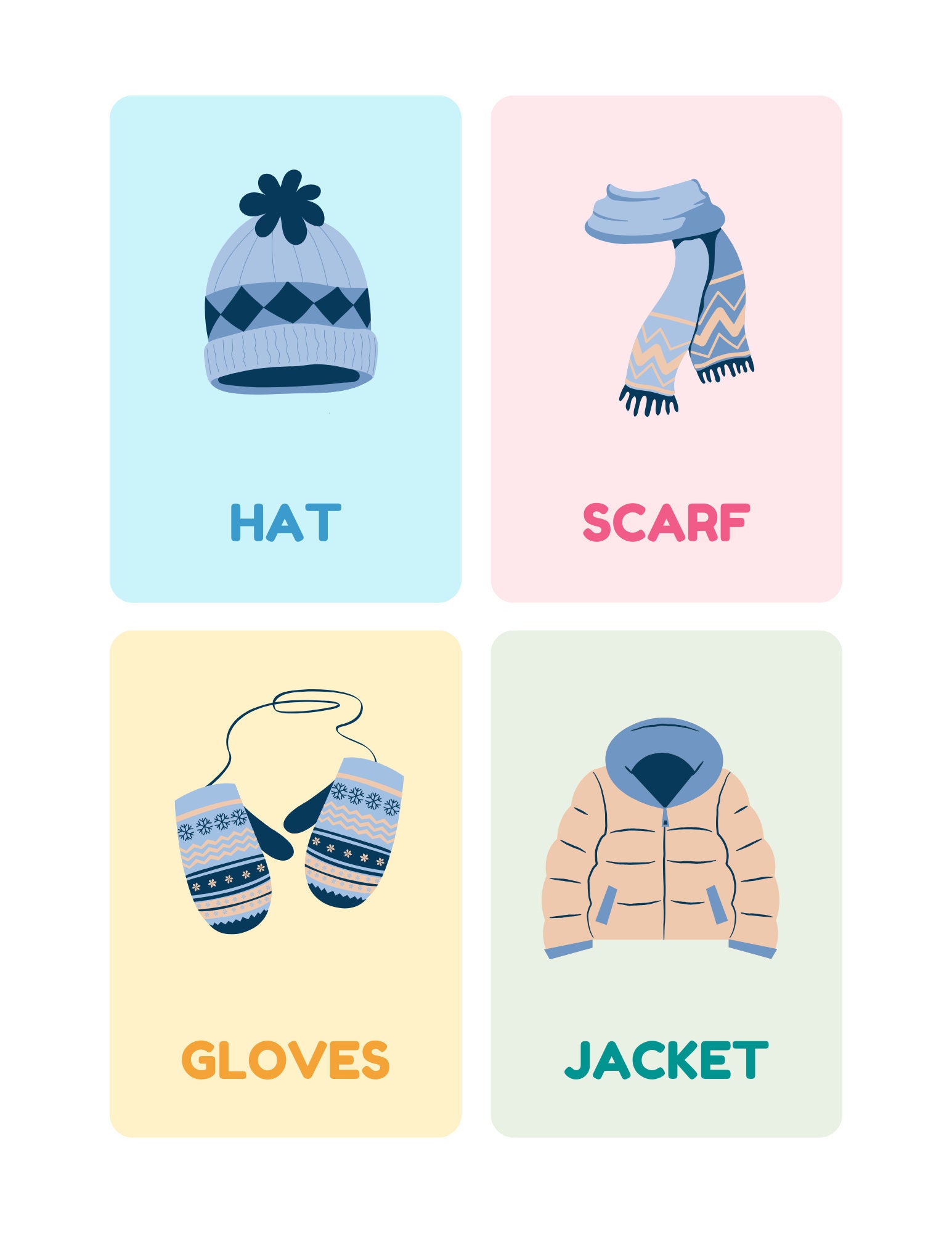 24 Winter Flashcards, Winter Vocabulary Nature Cards,printable ...
