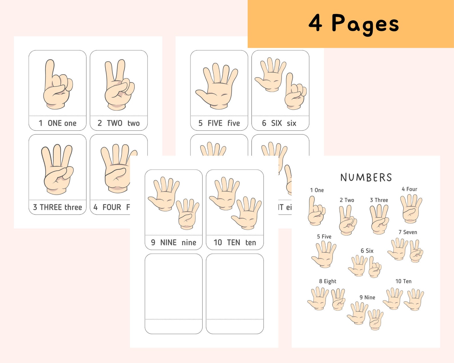 Number Flash Cards Counting 1-10, Finger Number Counting Card ...
