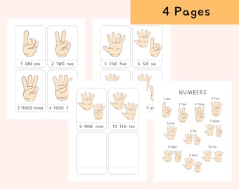 Printable Finger Number Flash Cards, Counting 1-10, Learning, Homeschool, Classroom, Material ...