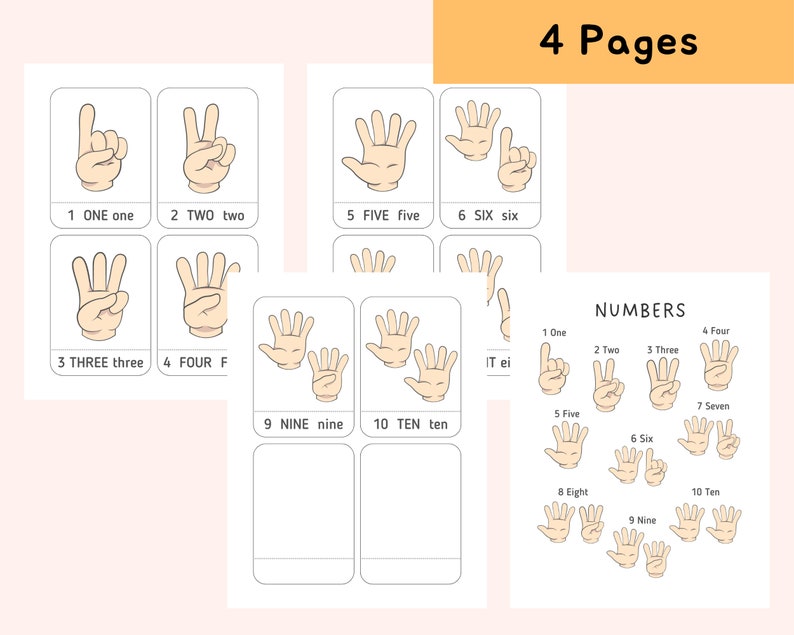 Number Flash Cards Counting 1-10, Finger Number Counting Card ...