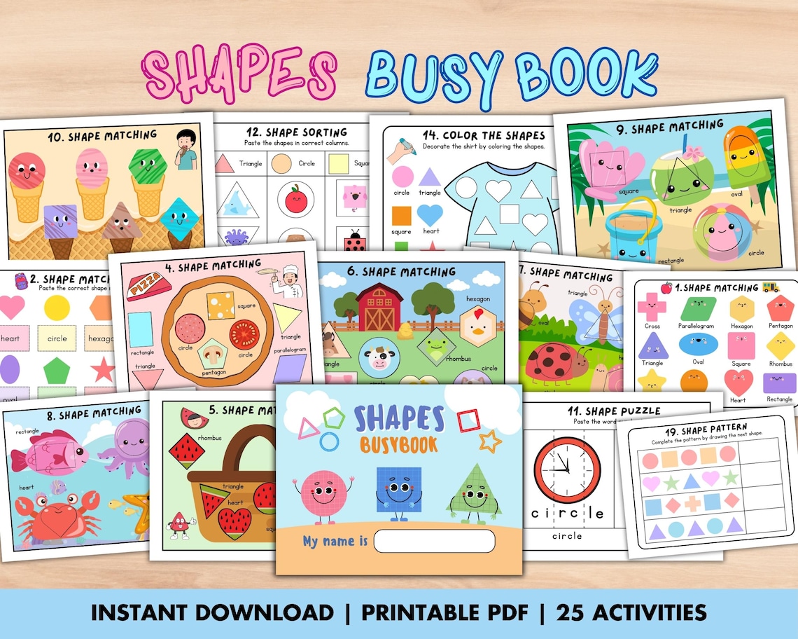Toddler Learning Binder,shapes Matching Busybook, Shape Sorting Game ...