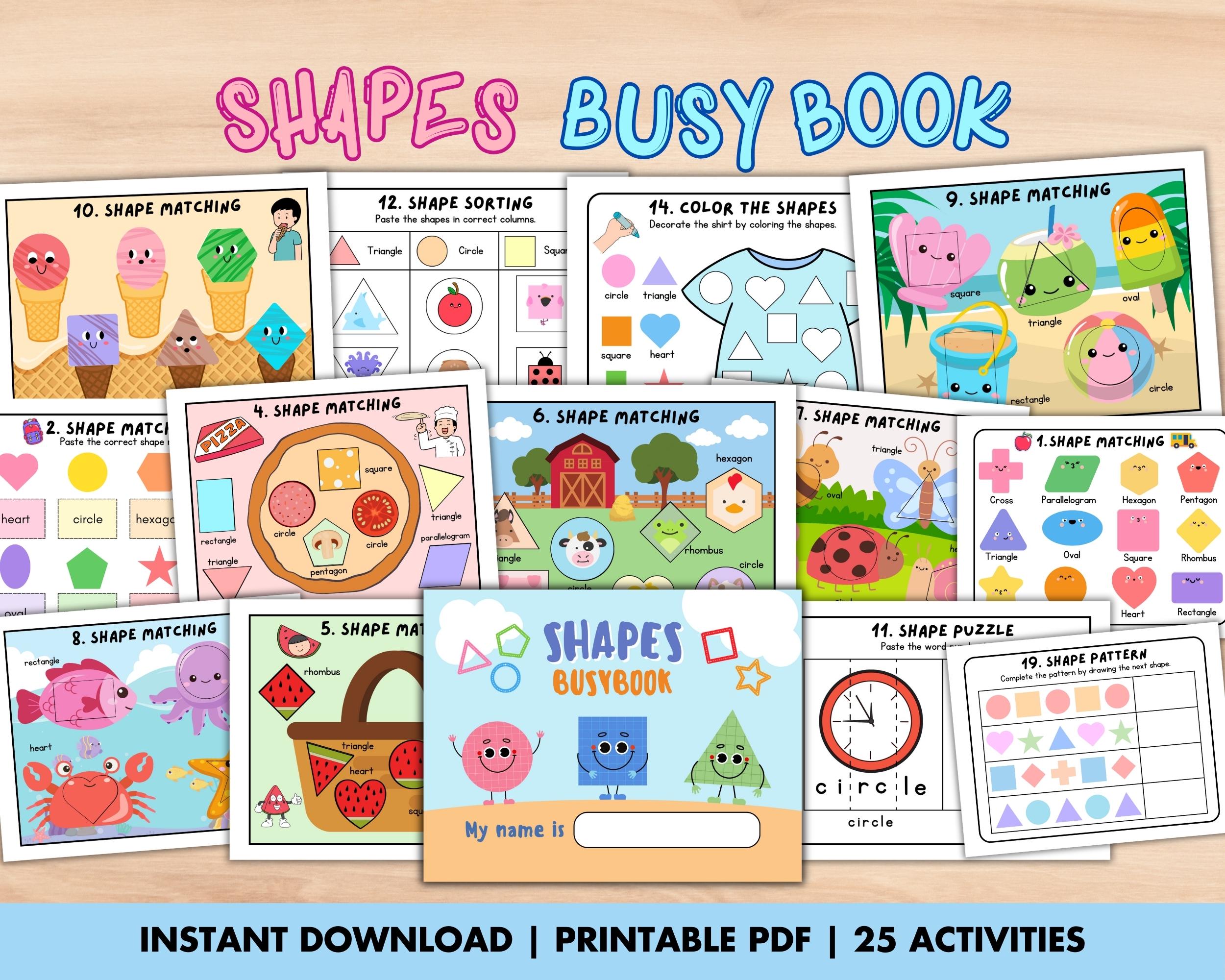 Toddler Learning Binder, Shapes Matching Busybook, Shape Sorting Game ...