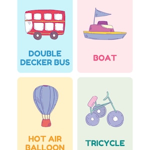 24 Vehicles Flashcards, Printable Montessori Flash Cards,pre-school ...