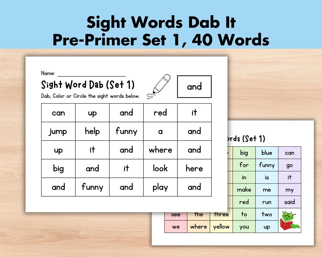 Dolch Sight Words Dab It Worksheet, Sight Word Activity, Printable ...