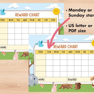 Zoo Animal Reward Chart Toddler, Jungle Potty Training,printable ...