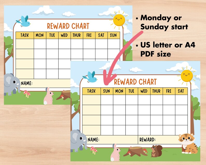 Zoo Animal Reward Chart Toddler, Jungle Potty Training,printable ...