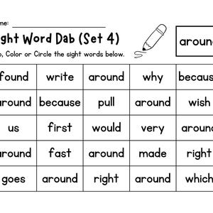 Sight Word Dab It Worksheet, Sight Word Activity, Printable Worksheets ...