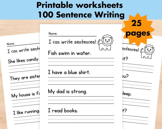 Write the Sentence Worksheets, Handwriting Trace Fun Facts, Printable ...