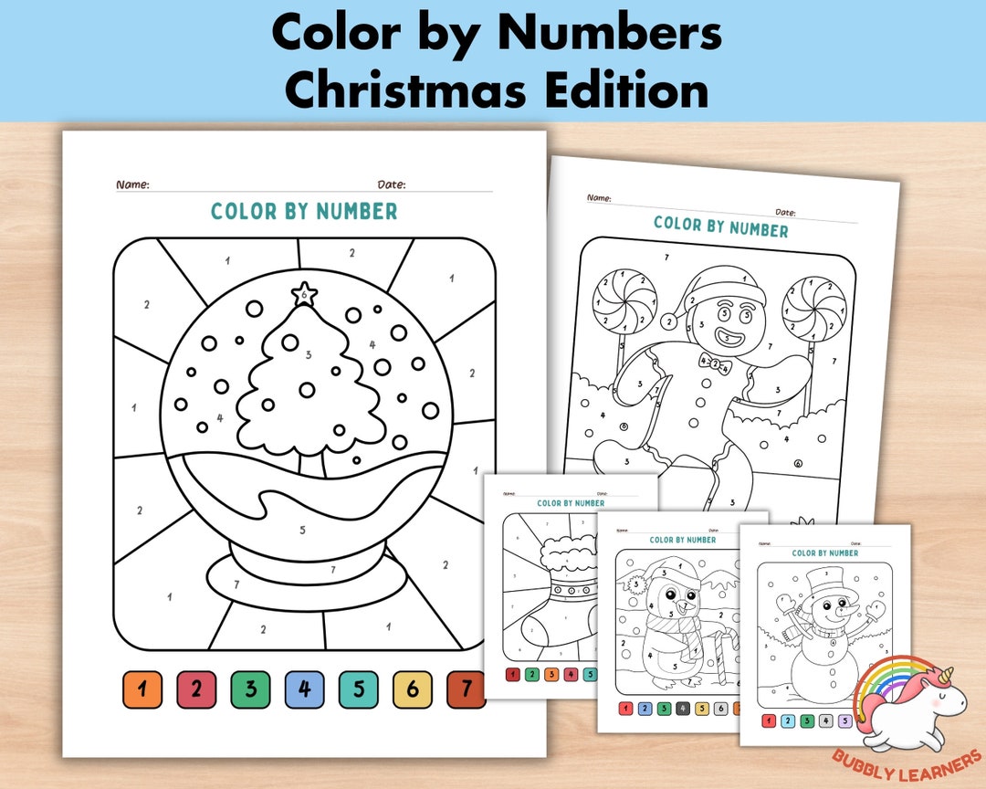15 Christmas Color by Number, Kids Christmas Coloring Pages, Christmas ...