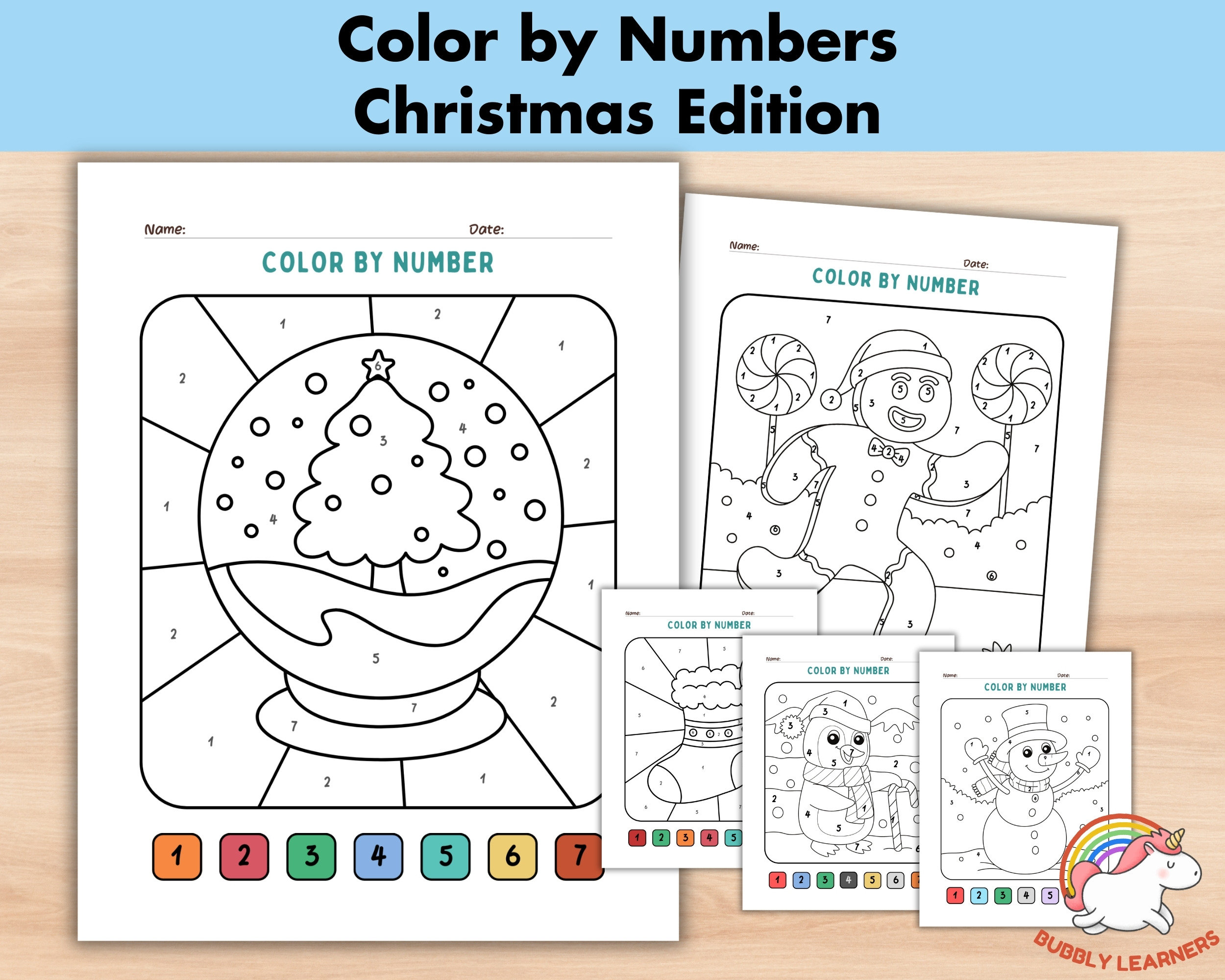 15 Christmas Color by Number, Kids Christmas Coloring Pages, Christmas ...