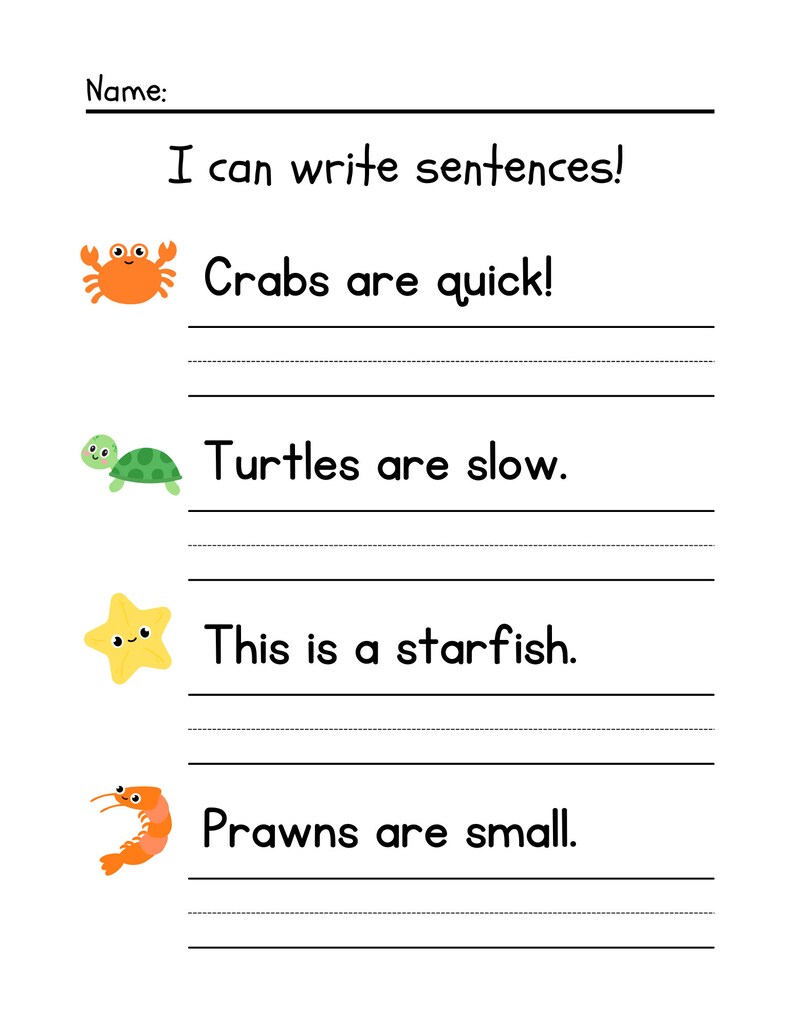 Sentence Writing Practice Worksheets, Printable Writing English ...
